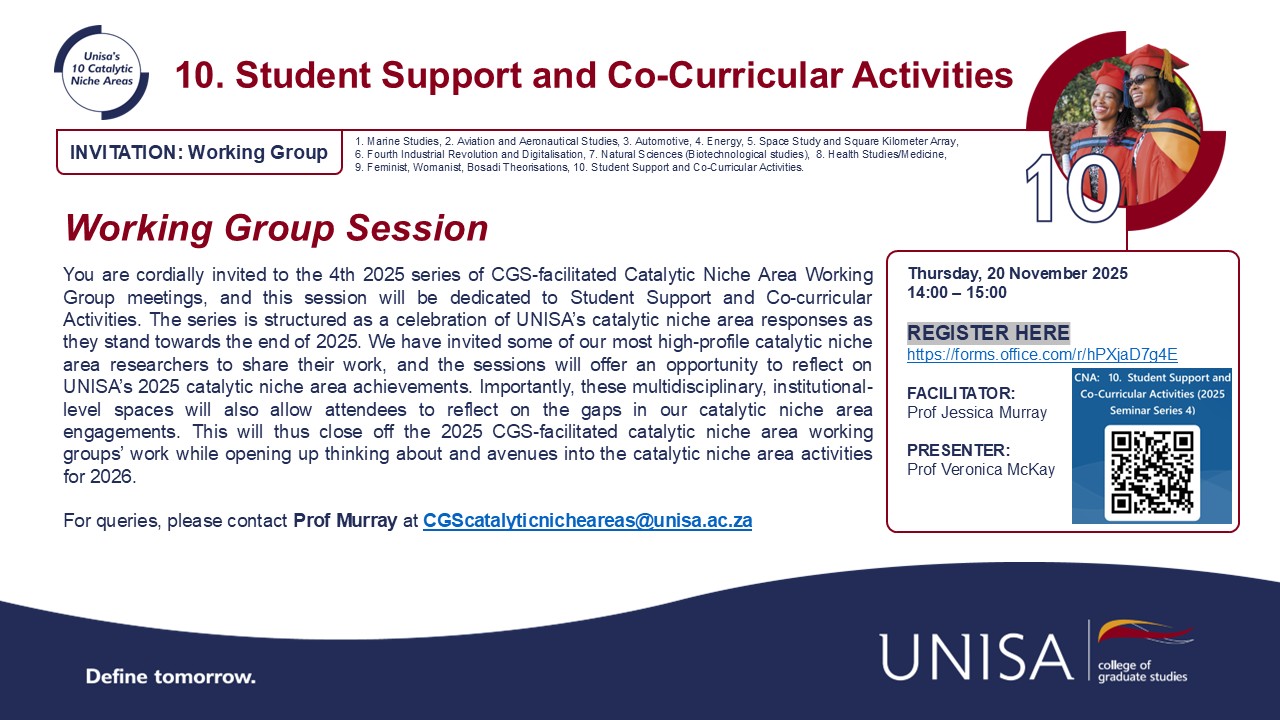 CGS Catalytic Niche Area working group session: 'Student Support and Co-Curricular Activities'